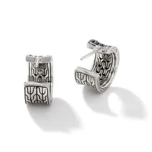 John Hardy Carved Chain J Hoop Earrings Pav