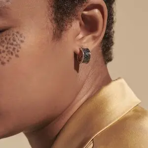 John Hardy Carved Chain J Hoop Earrings Pav