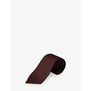 Eton Textured Woven Silk Tie - Dark Red