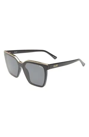 Quay Level Up 60mm Square Polarized Sunglasses - Black Gold/smoke Polarized
