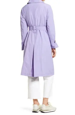 Sam Edelman Double Breasted Nylon Trench Coat - Lavender
