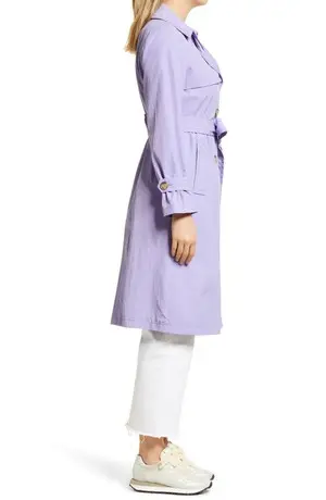 Sam Edelman Double Breasted Nylon Trench Coat - Lavender