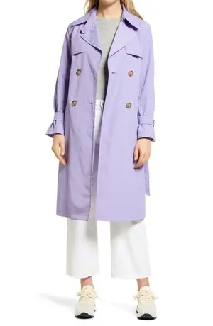 Sam Edelman Double Breasted Nylon Trench Coat - Lavender