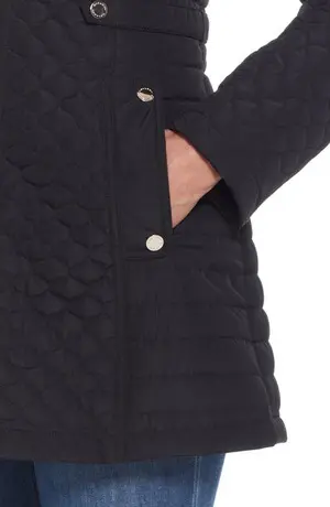 Gallery Quilted Water Resistant Hooded Jacket - Black