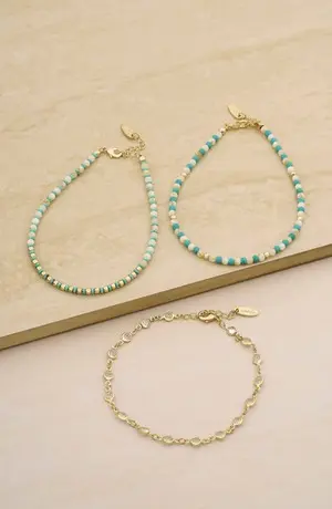 Ettika Set Of 3 Anklets