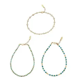 Ettika Set Of 3 Anklets - Gold