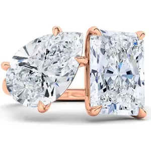 HAUTECARAT HauteCarat 18k Gold Ring With Lab-Grown Diamonds 14k Rose Gold
