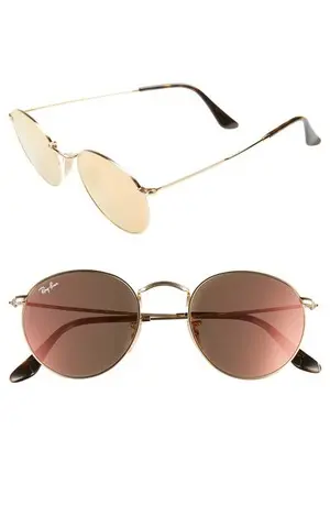 Ray-ban Icons 50mm Round Sunglasses - Gold/pink