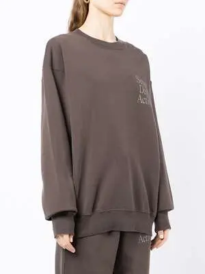 7 DAYS ACTIVE Logo-print Crew Neck Sweatshirt - Brown