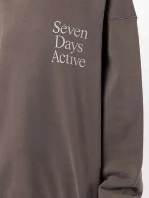 7 DAYS ACTIVE Logo-print Crew Neck Sweatshirt - Brown