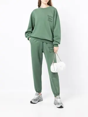 7 DAYS ACTIVE Logo-print Track Pants - Green