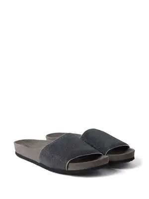 Brunello Cucinelli Monili Embellished Leather Slides