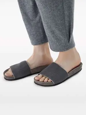 Brunello Cucinelli Monili Embellished Leather Slides
