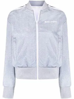 Palm Angels Logo-print Glitter Zip-up Jacket - Grey