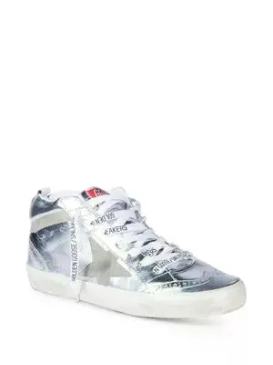 GOLDEN GOOSE Mid-star Laminated Sneakers - Silver