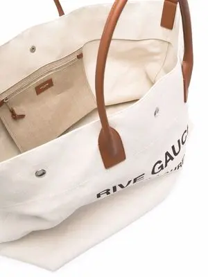 Saint Laurent Maxi Rive Gauche Tote Bag - Neutrals