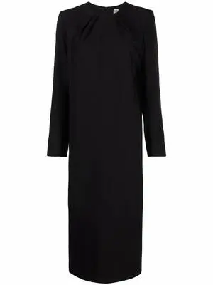 TOTEME Pleat-detail Long-sleeve Dress - Black