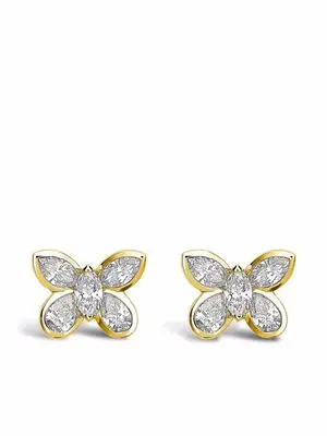 PRAGNELL 18kt Yellow Diamond Butterfly Stud Earrings - Gold