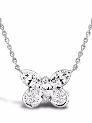 PRAGNELL Pragnell 18kt White Gold Diamond Butterfly Pendant Necklace Silver