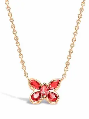 PRAGNELL 18kt Yellow Butterfly Ruby Pendant Necklace - Gold
