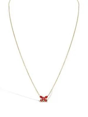 PRAGNELL 18kt Yellow Butterfly Ruby Pendant Necklace - Gold