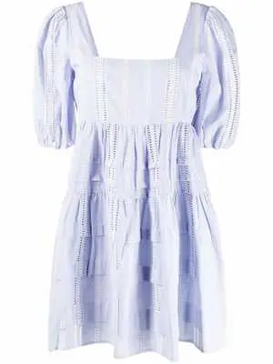 Maje Puff-sleeve Square-neck Dress - Blue