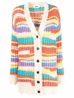 MSGM Striped Chunky Knit Cardigan