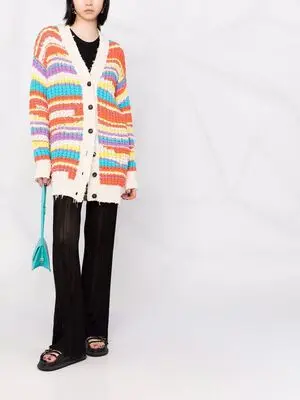 MSGM Striped Chunky Knit Cardigan