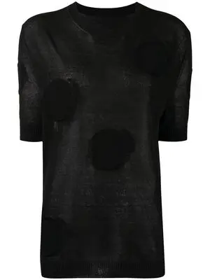 UMA WANG Circle-motif Knitted Top - Black