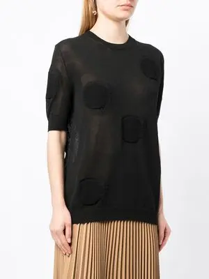 UMA WANG Circle-motif Knitted Top - Black