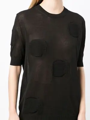 UMA WANG Circle-motif Knitted Top - Black