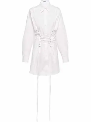 Prada Lace-up Cotton Shirt Dress