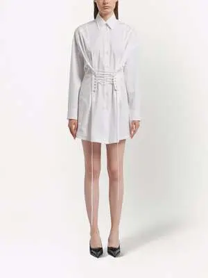 Prada Lace-up Cotton Shirt Dress