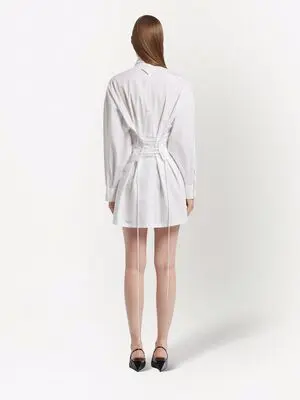 Prada Lace-up Cotton Shirt Dress