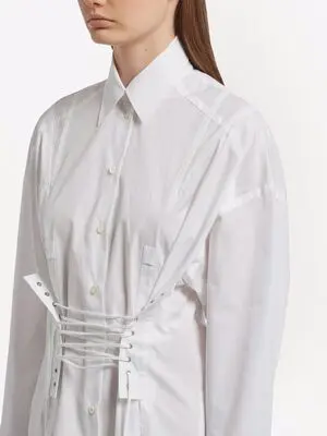 Prada Lace-up Cotton Shirt Dress