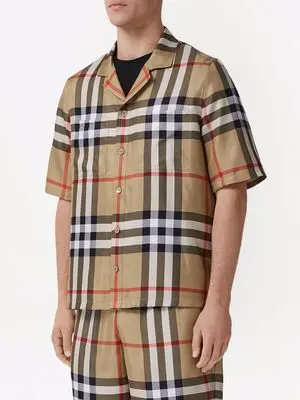 Burberry Short-sleeve Check Silk Shirt