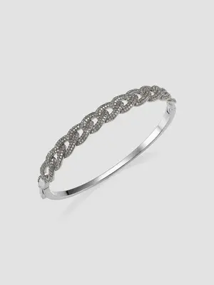 Nina Gilin Diamond Interlocking Link Bangle - Silver