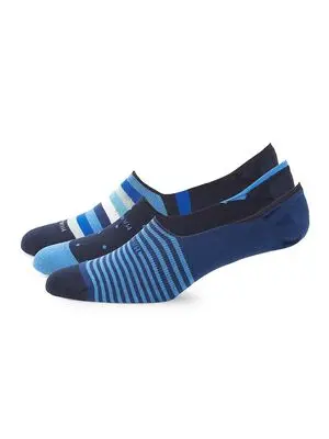 Marcoliani 3-pack Invisible Touch Striped Anklet Socks Neutral
