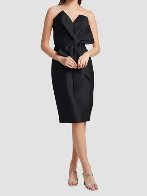 Badgley Mischka Bow Front Mikado Dress