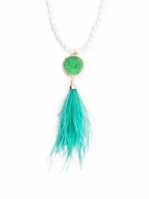 CISCO ROMERO Feather-detail Pendant Necklace - White