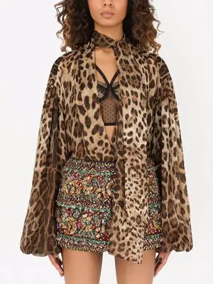 Dolce & Gabbana Leopard-print Chiffon Blouse - Brown