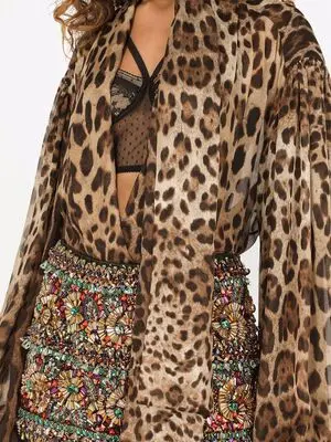 Dolce & Gabbana Leopard-print Chiffon Blouse - Brown