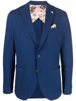 MANUEL RITZ Notched-lapel Single-breasted Blazer - Blue