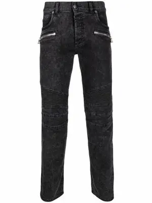 Balmain Ribbed Slim-cut Jeans - Black