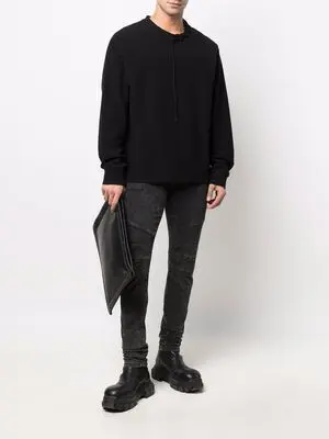 Balmain Ribbed Slim-cut Jeans - Black