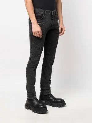 Balmain Ribbed Slim-cut Jeans - Black