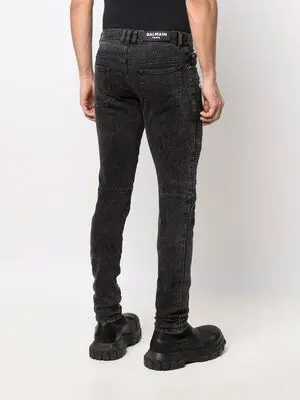Balmain Ribbed Slim-cut Jeans - Black