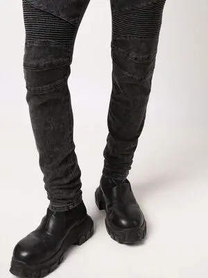 Balmain Ribbed Slim-cut Jeans - Black