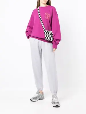 7 DAYS ACTIVE Logo-print Crew Neck Sweatshirt - Purple