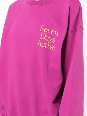 7 DAYS ACTIVE Logo-print Crew Neck Sweatshirt - Purple